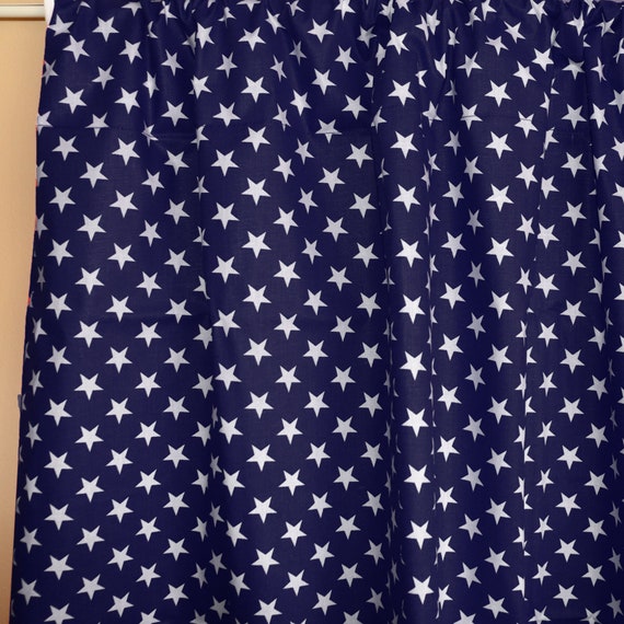 Stars Print Cotton Curtain Panel 58 Inch Wide / Window Décor / | Etsy