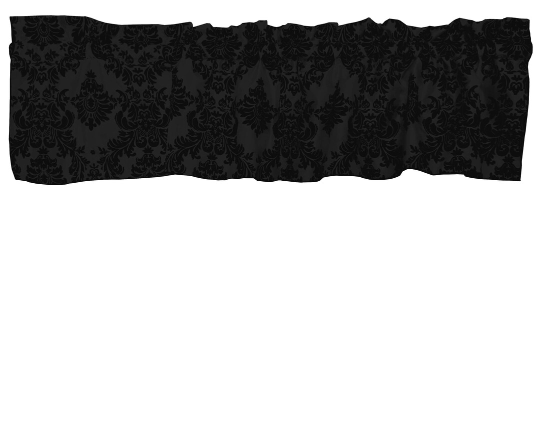 Flocked Floral Damask Window Valance Curtain Top / Window Treatment ...