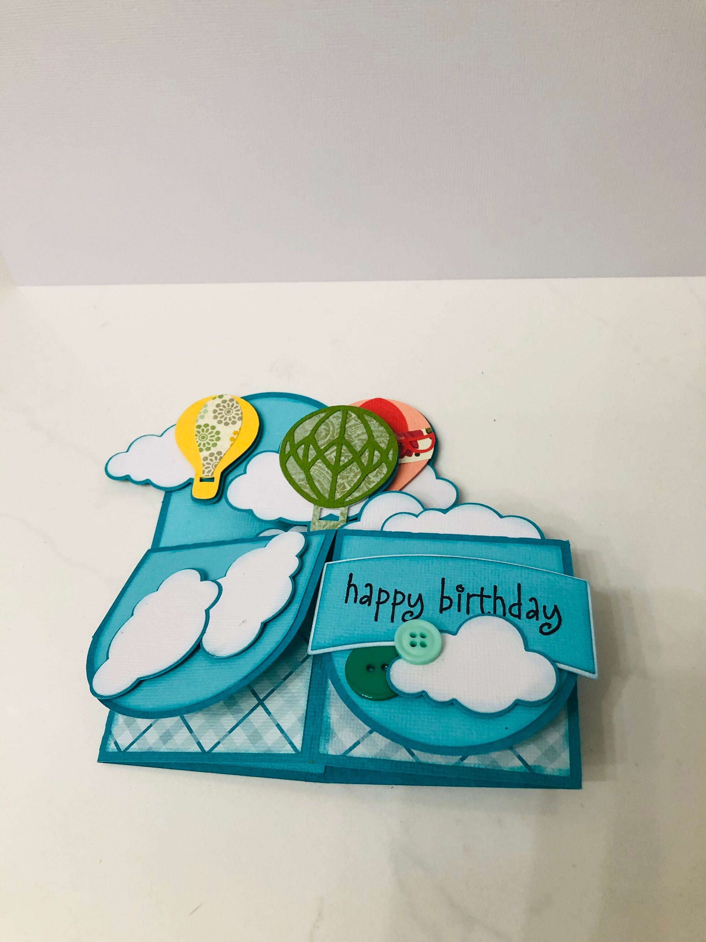 Handmade Hot Air Balloon Box Card Happy Birthday - Etsy
