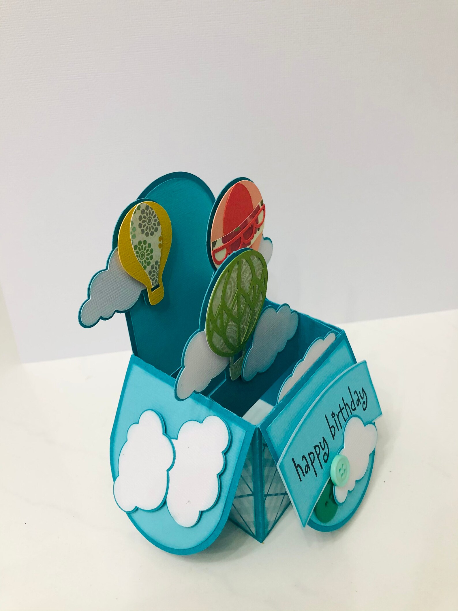 Handmade Hot Air Balloon Box Card Happy Birthday - Etsy