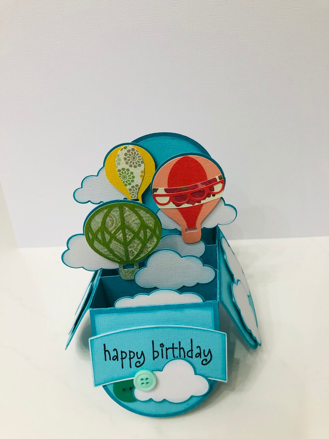 Handmade Hot Air Balloon Box Card Happy Birthday - Etsy