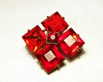 Red stone brooch | Etsy