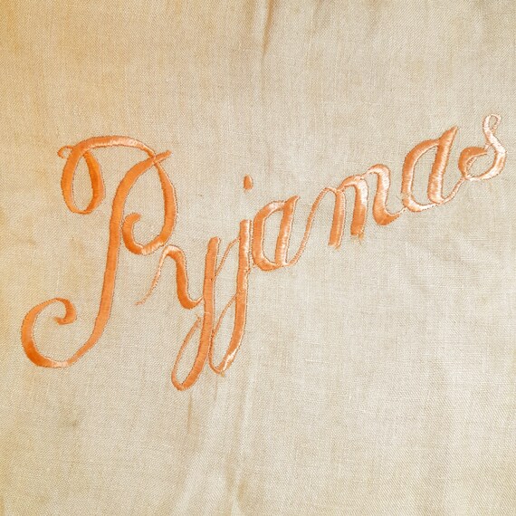 Vintage Embroidered Pyjama Case Hand Embroidery Peach… - Gem