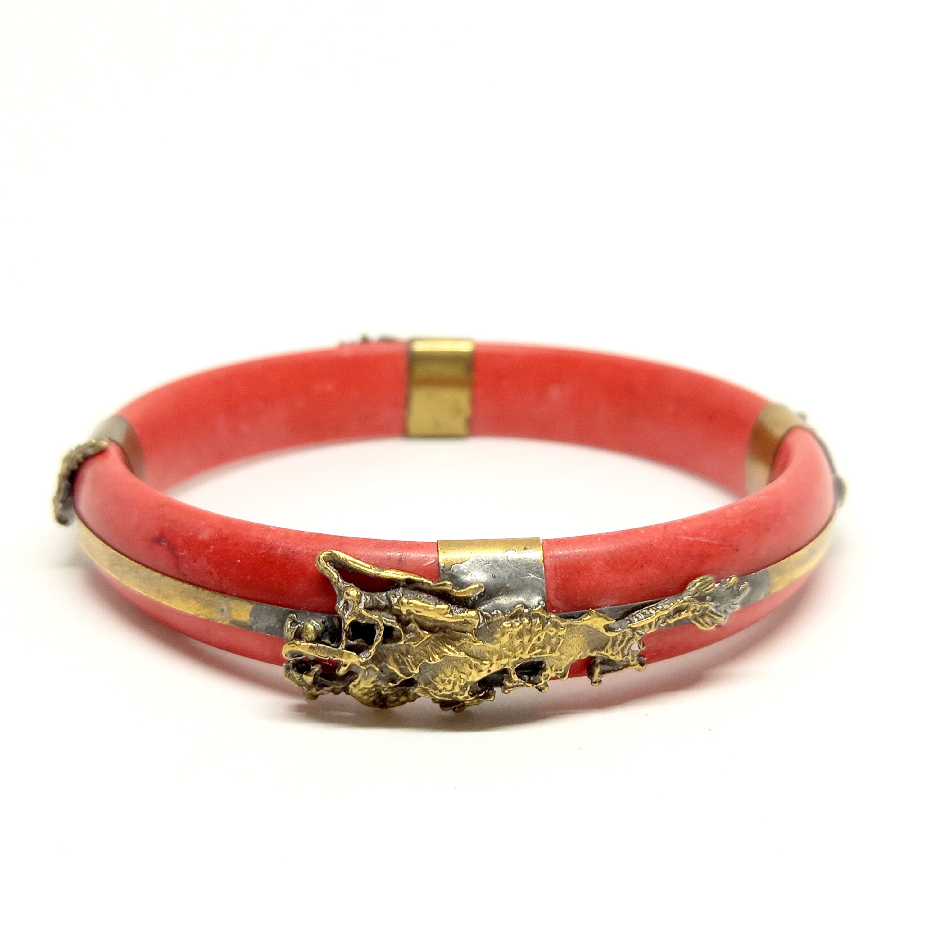 Antique Red Jade Chinese Dragon Bangle Art Deco Phoenix Dragon - Etsy UK