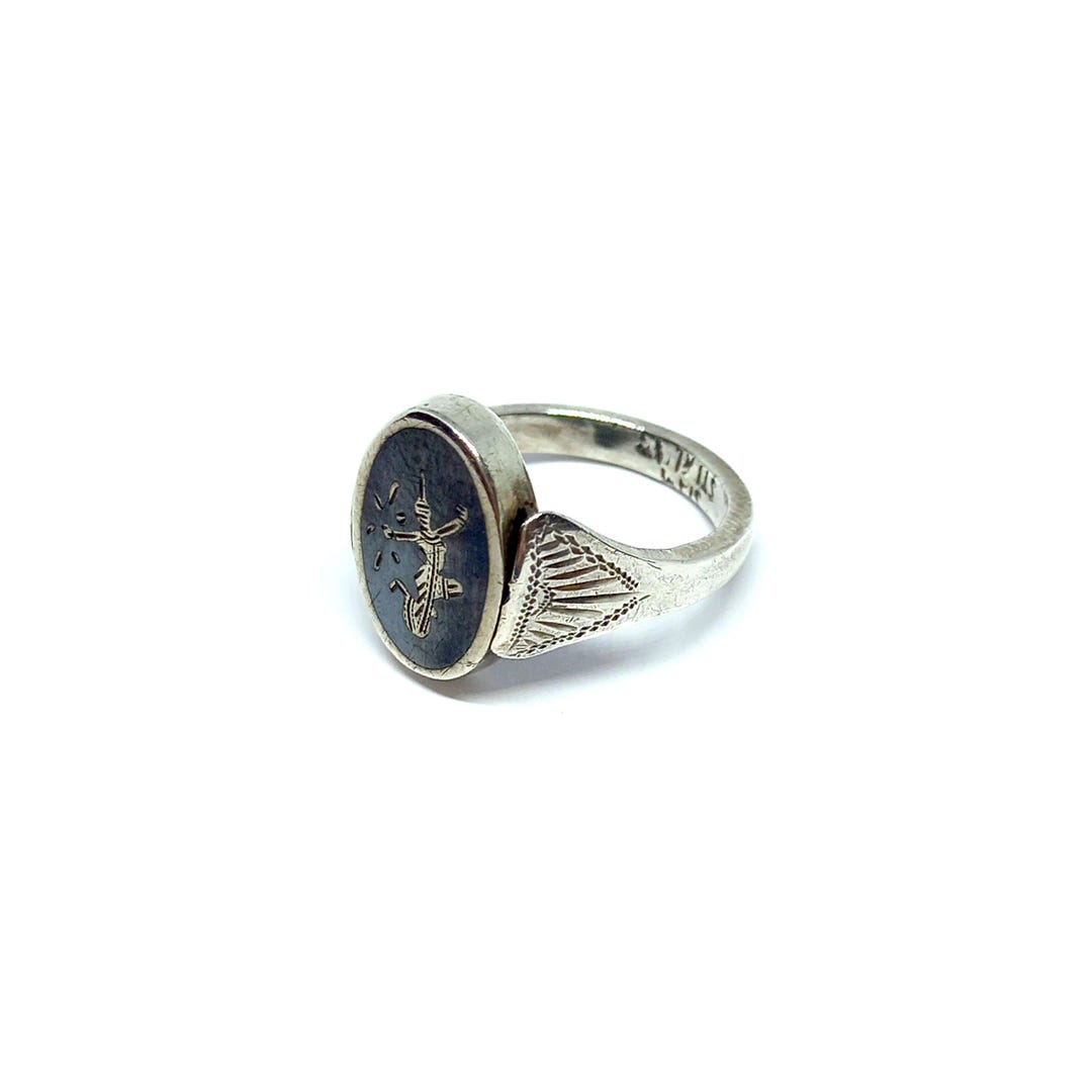 Siam Ring Niello Silver Flip Ring Double Sided 1950s 60s Vintage ...