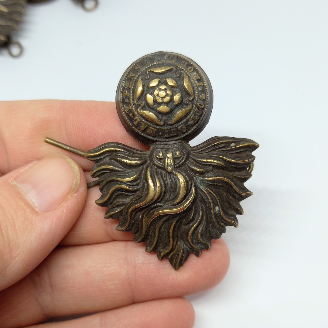 3 WW2 British Military Badge Split Pins Buttons Brass Rose Army Honi ...