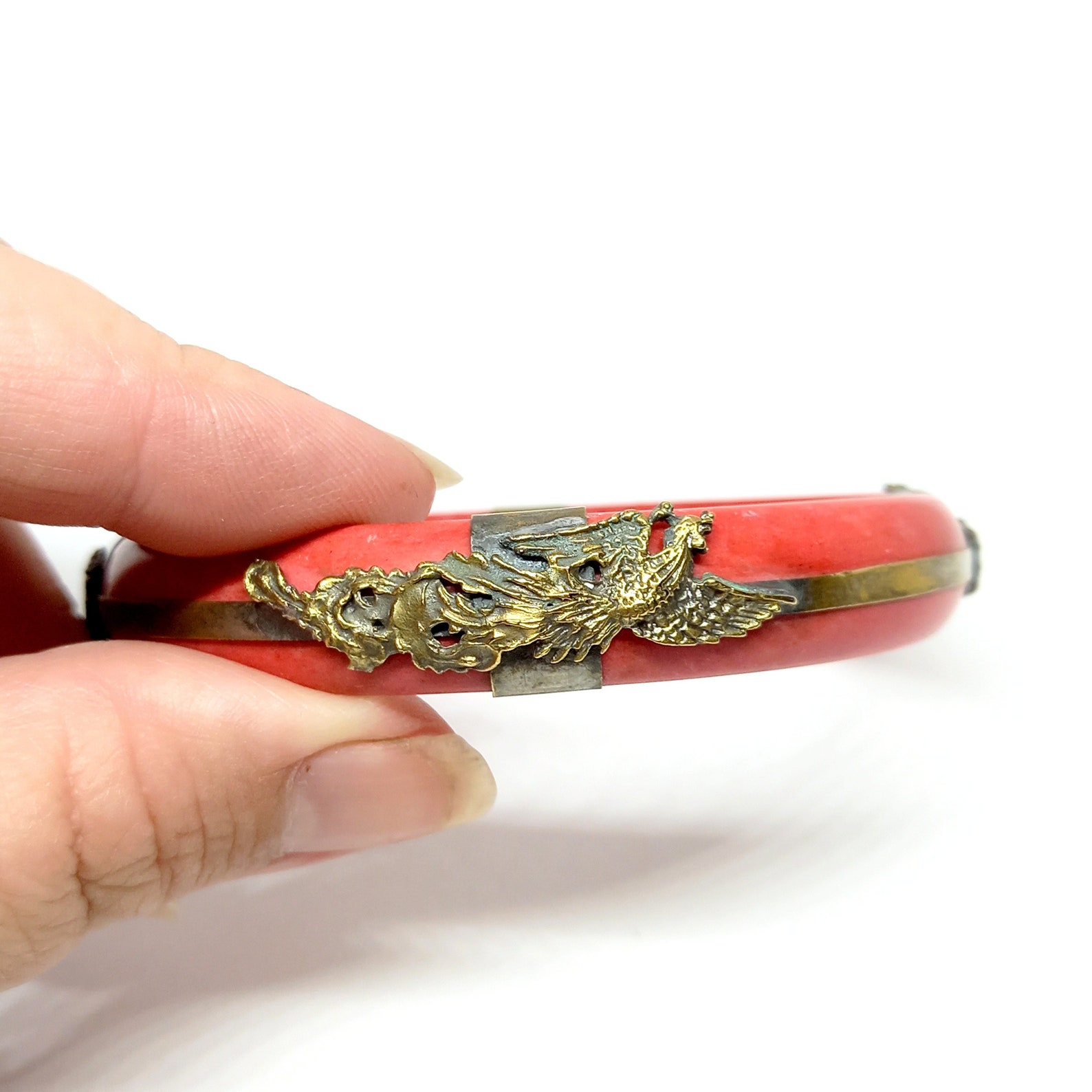 Antique Red Jade Chinese Dragon Bangle Art Deco Phoenix Dragon - Etsy UK