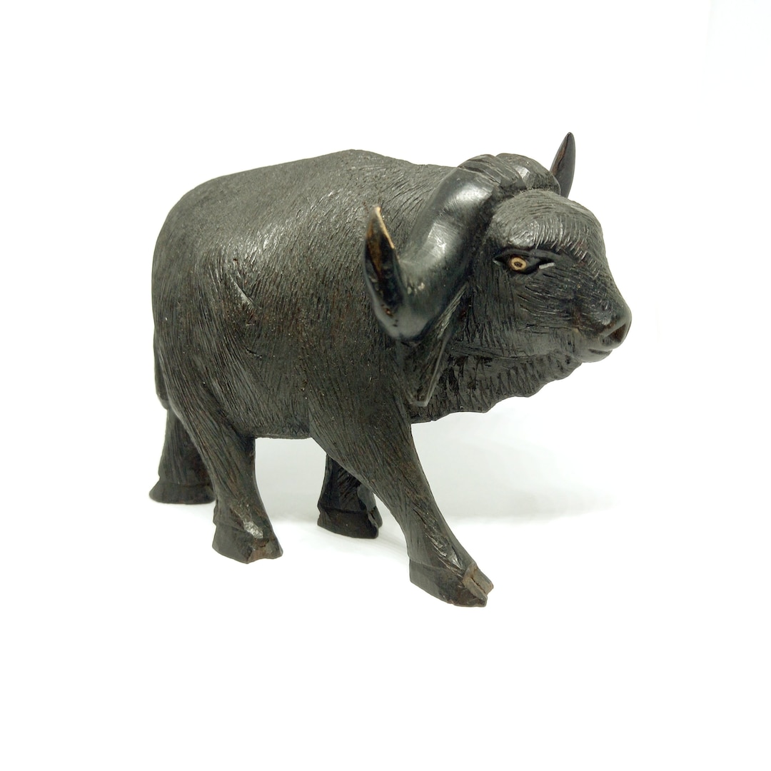 Black Carved Wooden Bison Figurine African Animal Vintage Décor - Etsy