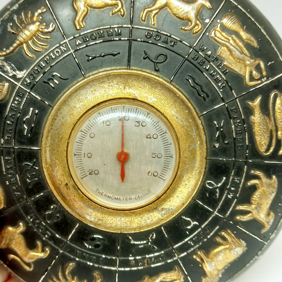 Vintage Zodiac Thermometer Astrology Clock Star Sign Wall - Etsy
