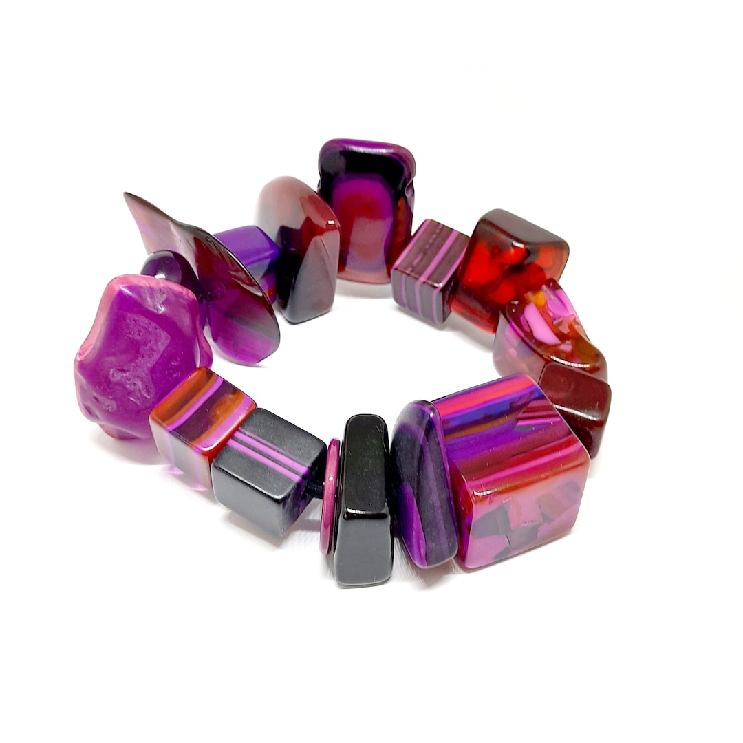 Vintage Sobral Bracelet Signed Purple Resin Jackie Brazil Chunky ...