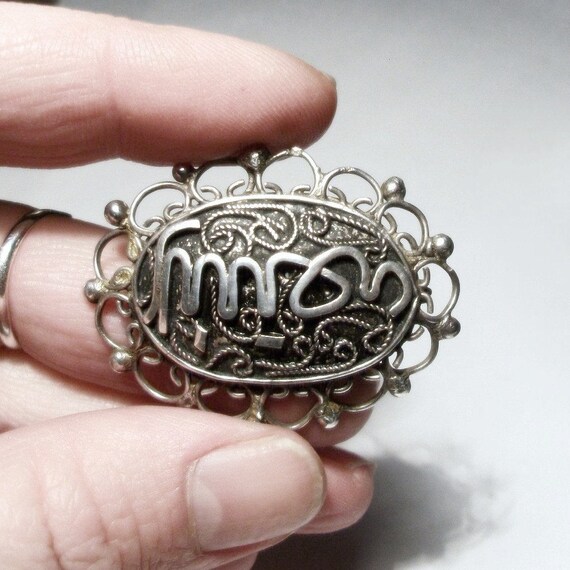 Sterling Silver Brooch Arabic Brooch 1930s Vintage Filigree | Etsy Sweden
