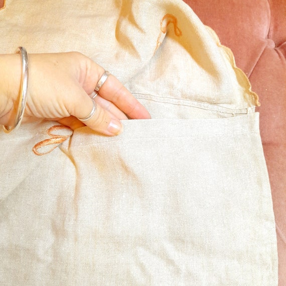 Vintage Embroidered Pyjama Case Hand Embroidery Peach… - Gem