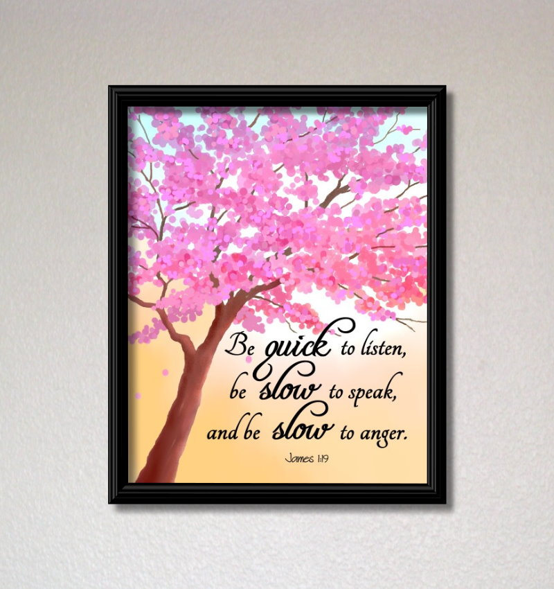 James 1:19, Bible Verse Sign, Instant Download Scripture, Encouragement ...