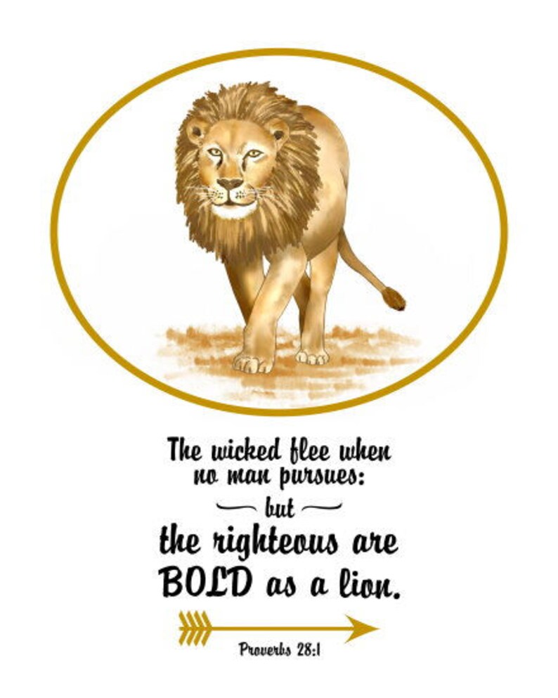 Bible Verse Printable, Lion With Quotes, Scripture Prints Lion ...