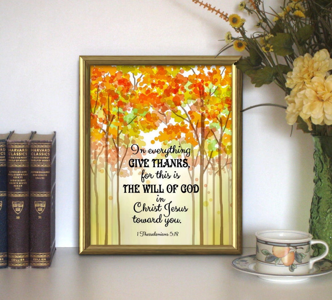 Give Thanks Sign, 1 Thessalonians 5:18, Bible Verse Printable, Biblical ...