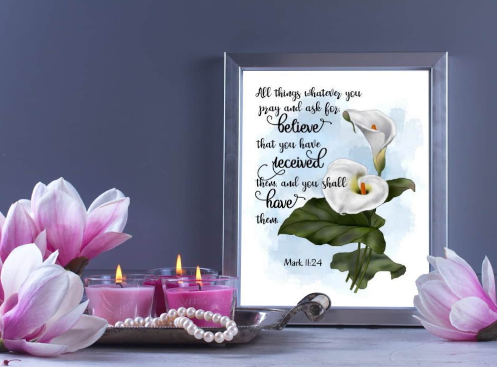 Bible Verse Printable, Mark 11:24, Christian Quotes, Scripture Wall Art ...