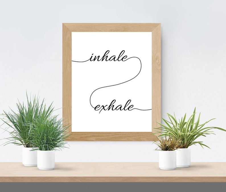 Inhale Exhale Print, Bedroom Phrases, Yoga Studio Decor, Sayings, Gym ...