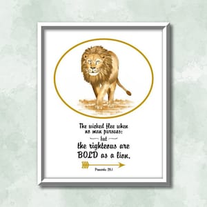 Bible Verse Printable, Lion With Quotes, Scripture Prints Lion ...