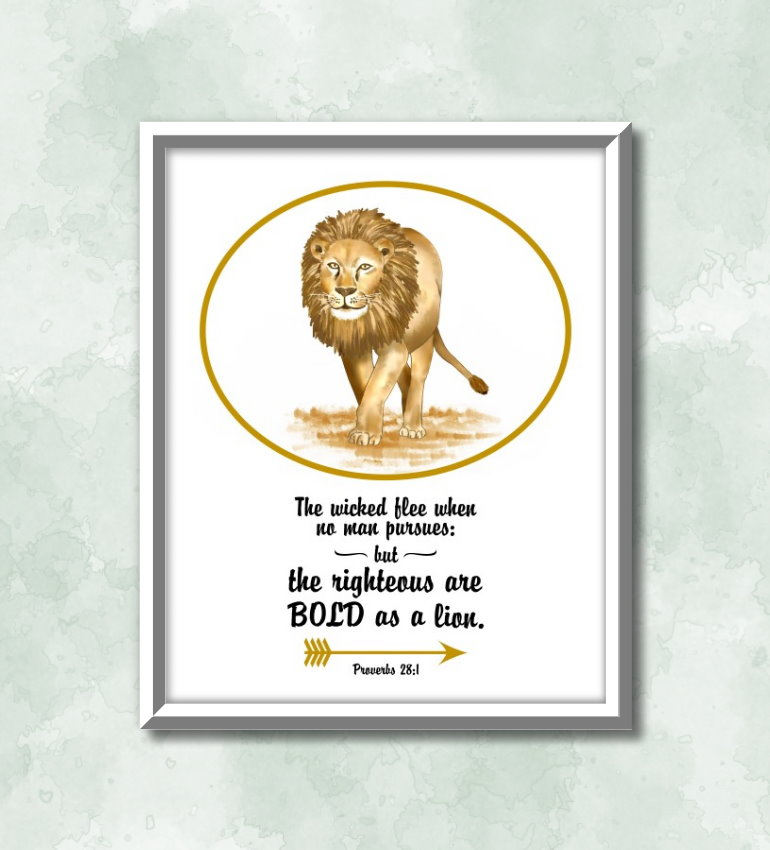 Bible Verse Printable, Lion With Quotes, Scripture Prints Lion ...