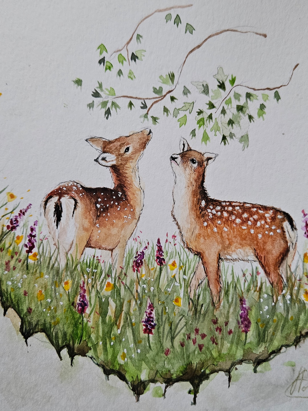 Deer,fallow Deer, Painting, Original Art, Artwork, Woodland,meadow ...