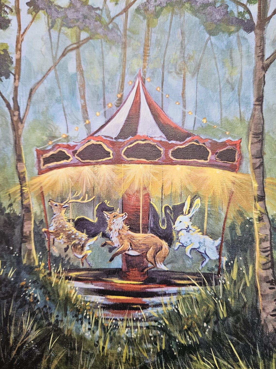 Woodland Carousel Art Print, Forest Animals, A5 - Etsy