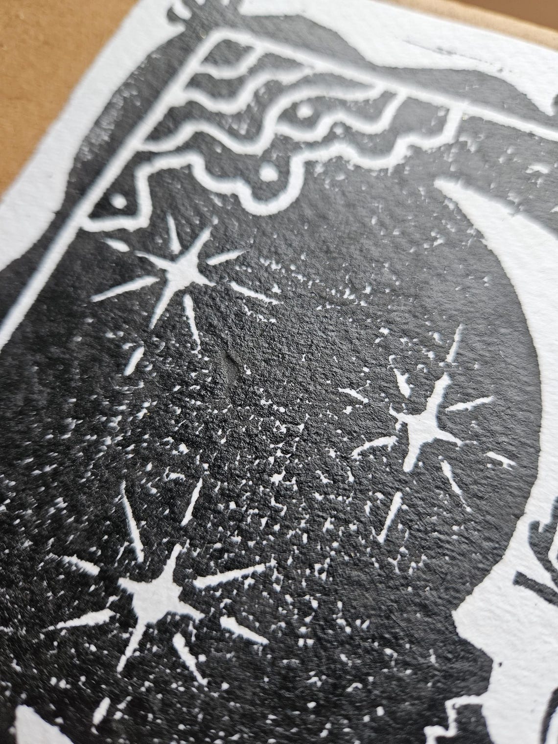 Moon Phase Lino Print, Ink Art Deco - Etsy