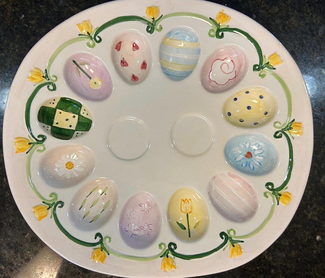 Vintage Hand Painted Egg Plate - Etsy