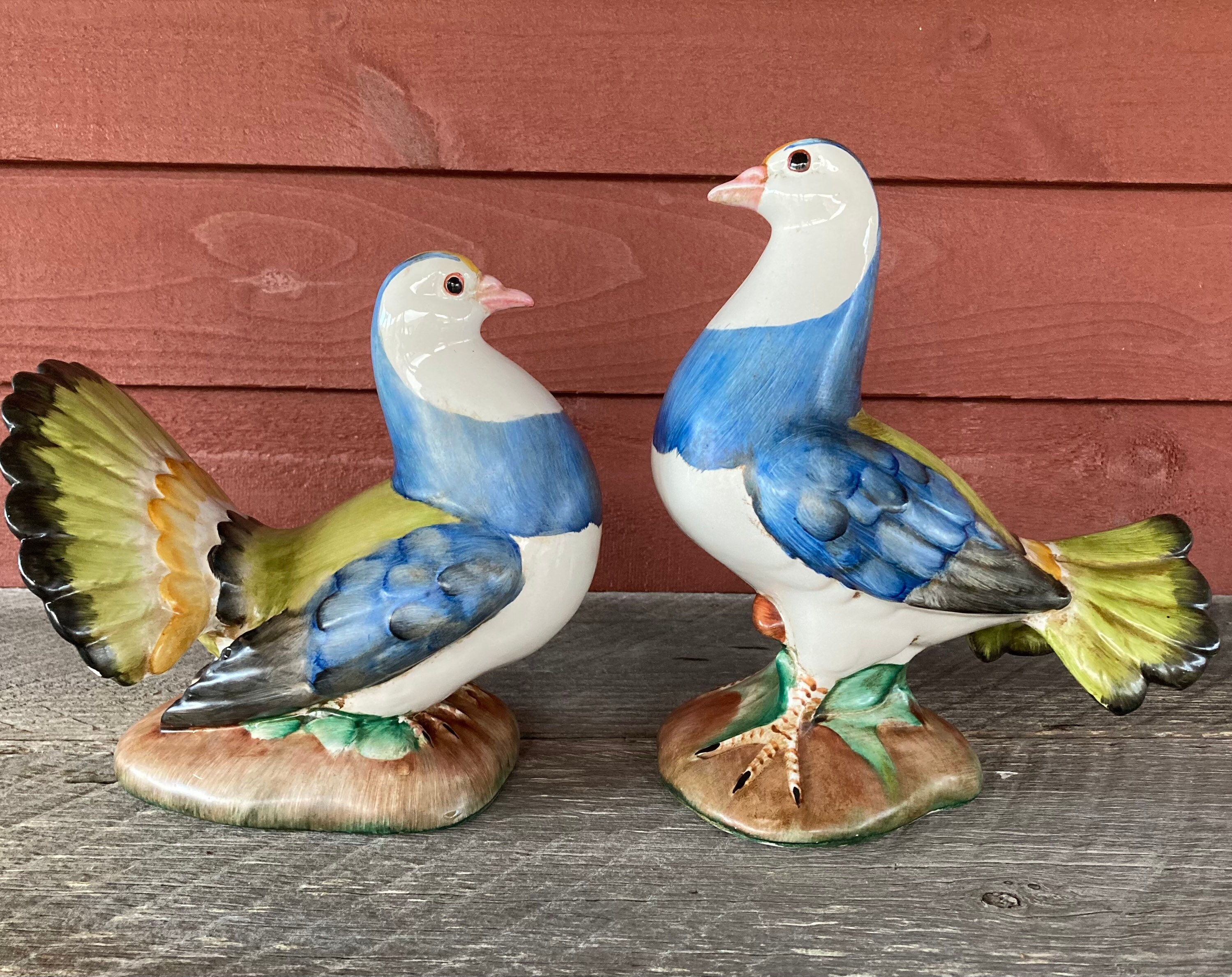 Vintage Italian Faience Fantail Doves Marked and Numbered - Etsy