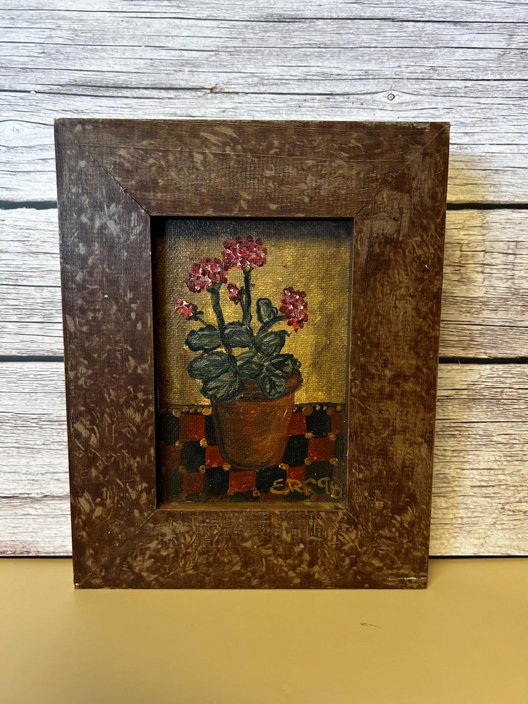 Folk Art Painting “geranium”, Signed by the Artist - Etsy