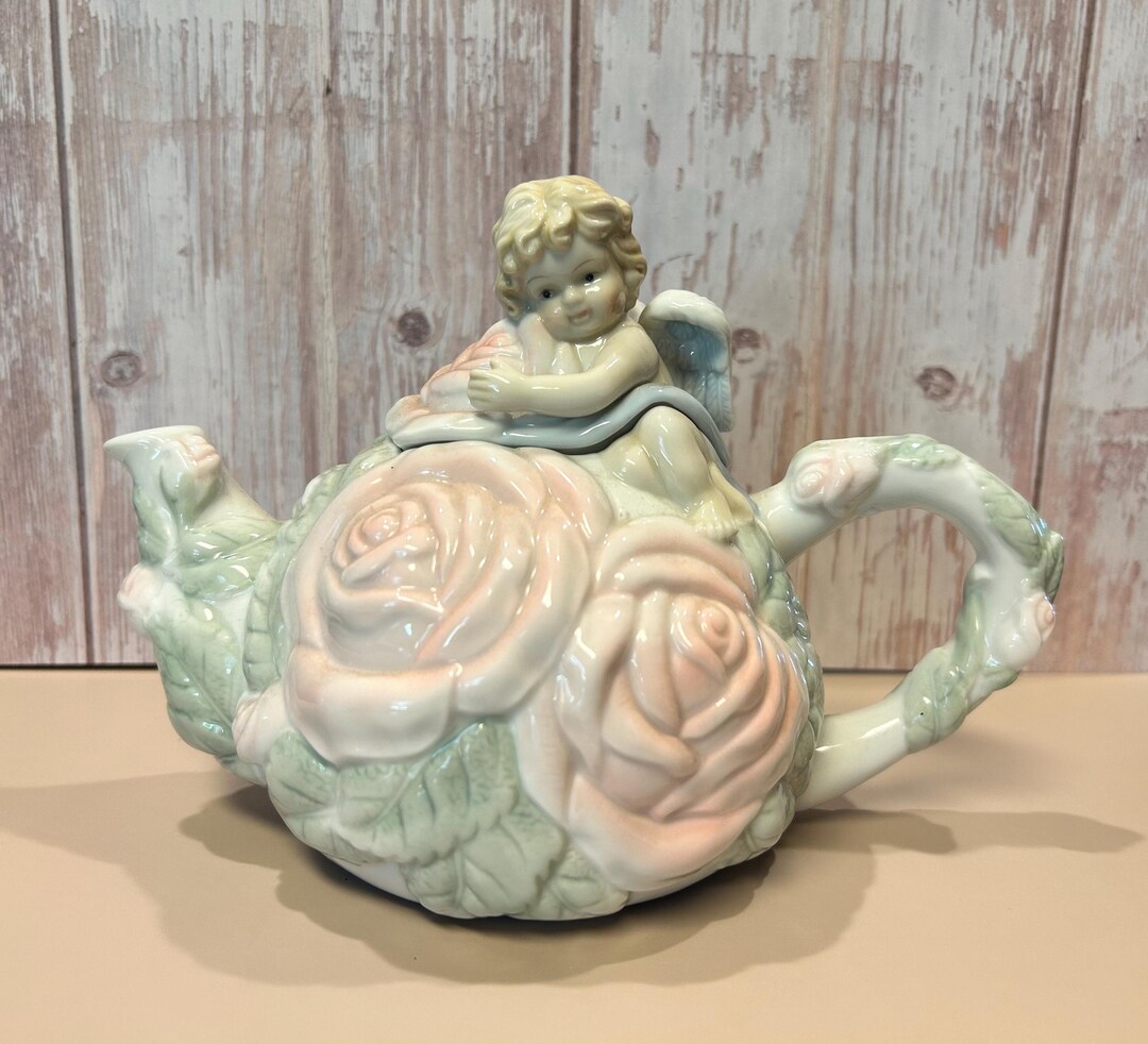 Vintage Avon Cherub and Rose Teapot - Etsy