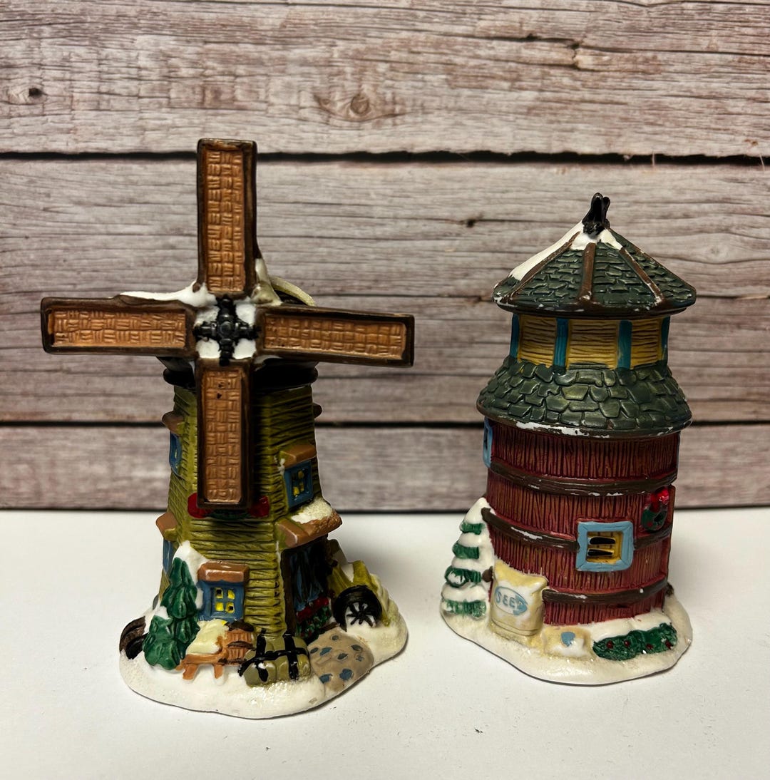 Cobblestone Corner Lighthouse and Windmill - Etsy