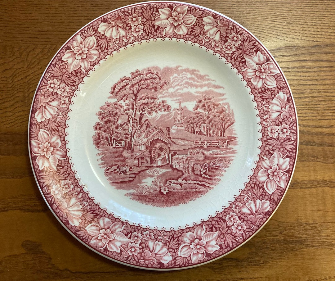 Vintage Pink Colonial Plate From Wood and Sons England - Etsy