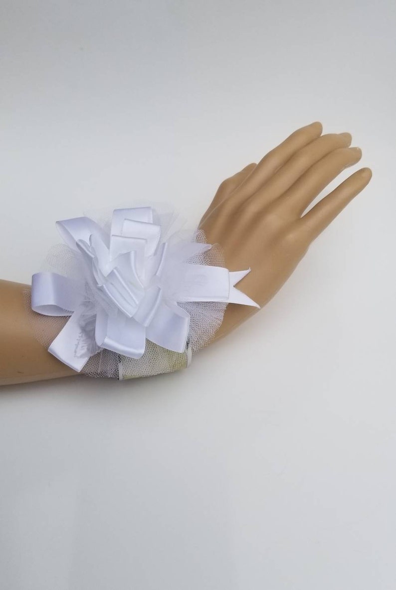 White Wrist Corsage White Bridal Prom Cuff Bracelet Corsage - Etsy