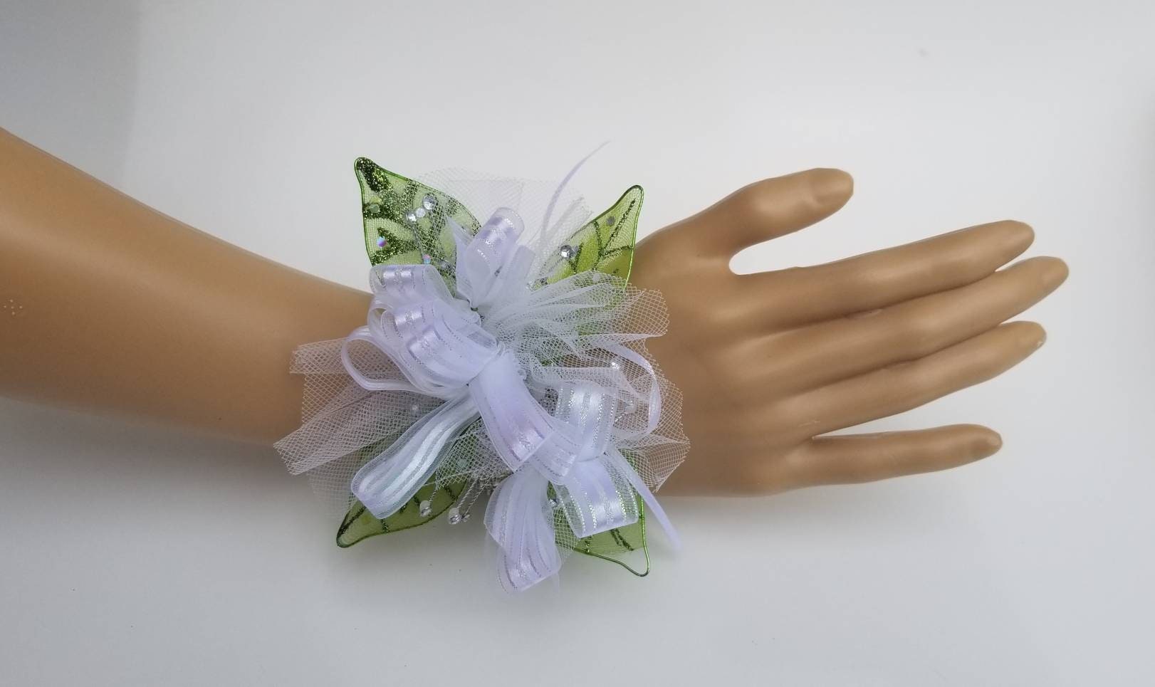 White Wrist Corsage White Bridal Prom Stretchy Bracelet - Etsy