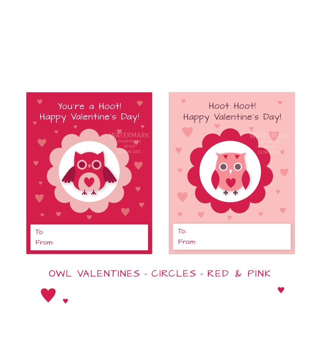 Printable - Classroom Valentines - Valentine Owls - Circles - Etsy