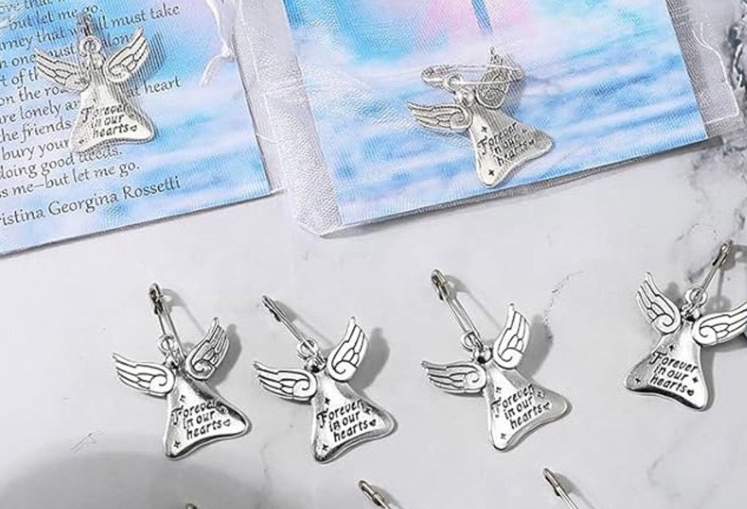 50 Funeral Favors: Angel Charm Pin, Sympathy Gift (10 Pcs) - Etsy