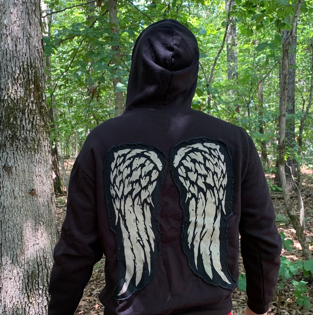 The Walking Dead, Daryl Dixon Inspired Angel Wings Jacket Black Zip-up ...