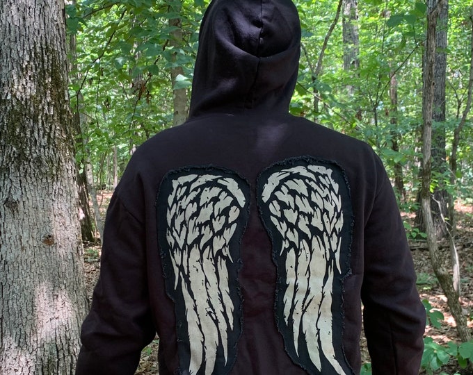 The Walking Dead, Daryl Dixon Inspired Angel Wings Jacket - Black Zip ...