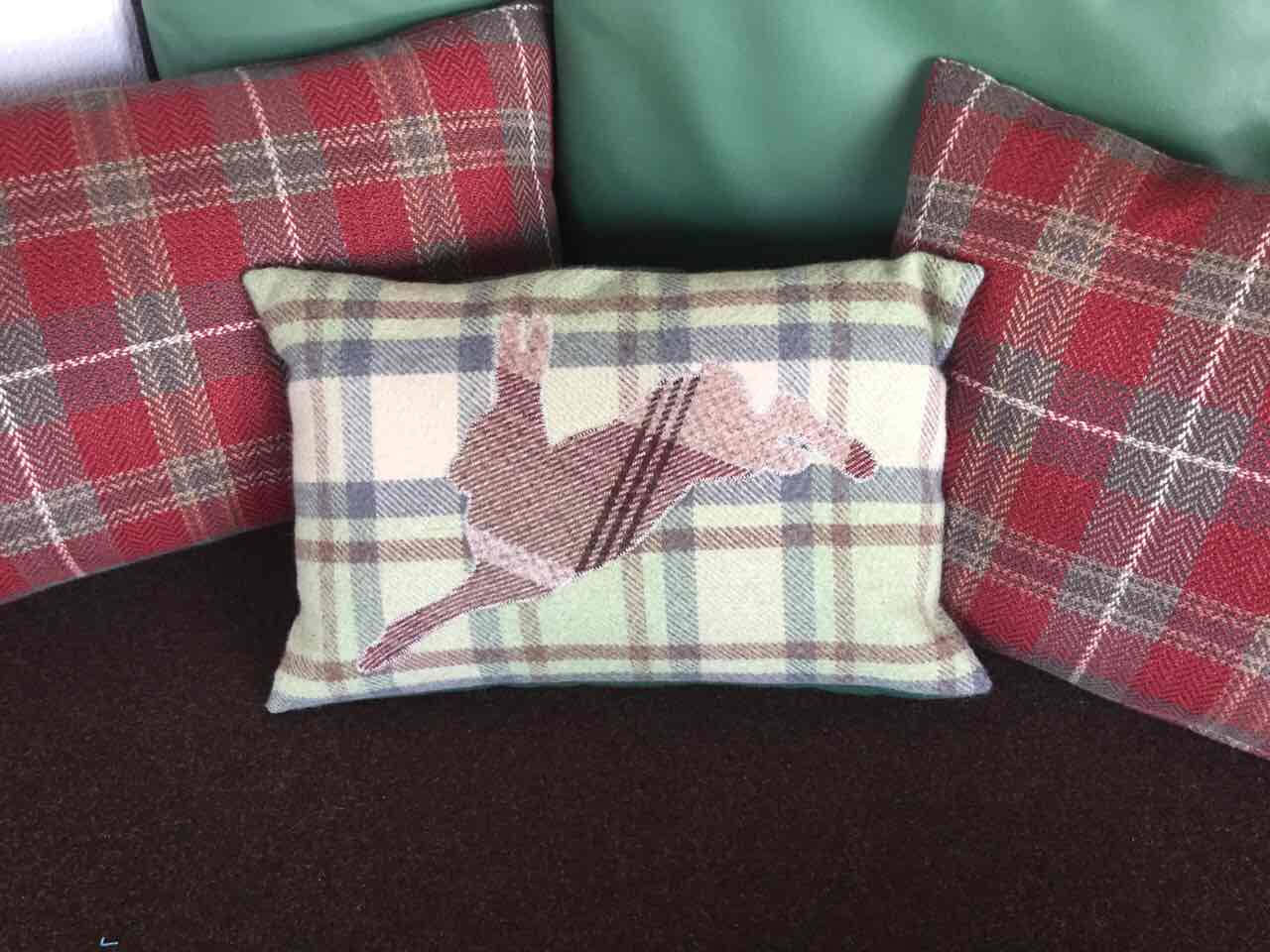 Easter Bunny Rabbit Hare, Decorative Handmade Green Brown Tartan ...