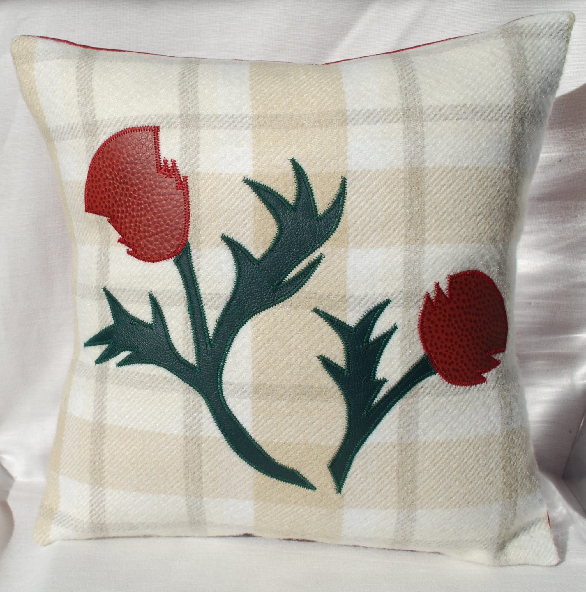 Thistle Leather Pillow Scottish Decorative Handmade Red on - Etsy UK