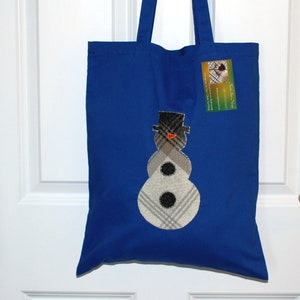 Christmas Snowman Frosty Blue Bag, Tartan Shopping Handmade Reusable ...