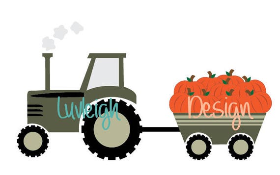 Country Farm Barn Tractor Pumpkin Fall Harvest Wagon Clipart - Etsy
