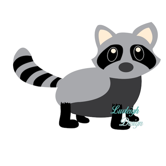 Black Gray Woodland Forest Raccoon Country Animal Clipart | Etsy