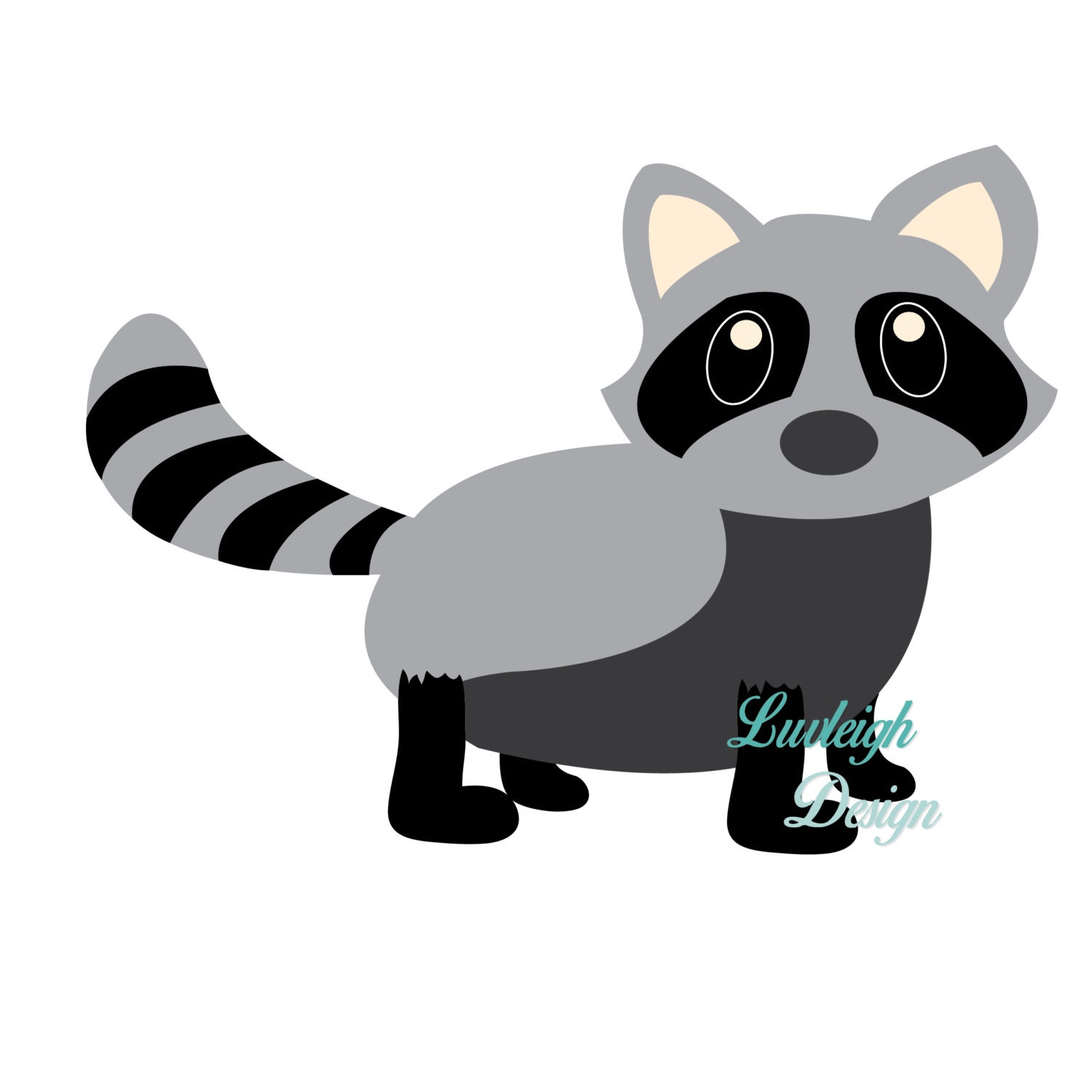 Black Gray Woodland Forest Raccoon Country Animal Clipart Download ...