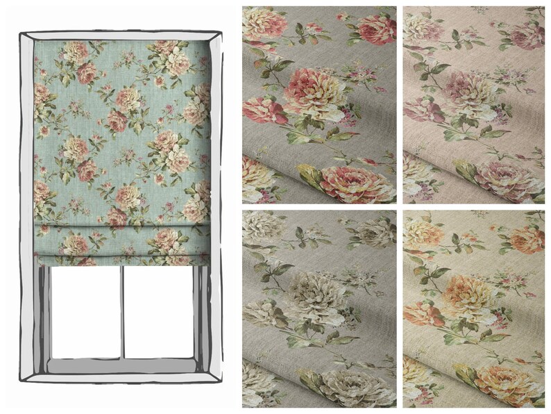 5 Colors. Floral Roman Shades 3 Fold Styles Blackout Lining - Etsy
