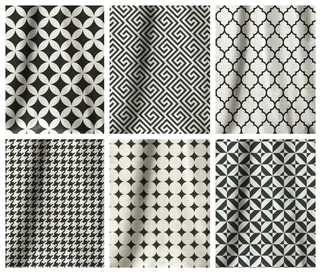 7 Patterns. Black & White Roman Shades. Custom Size Window Blinds for ...