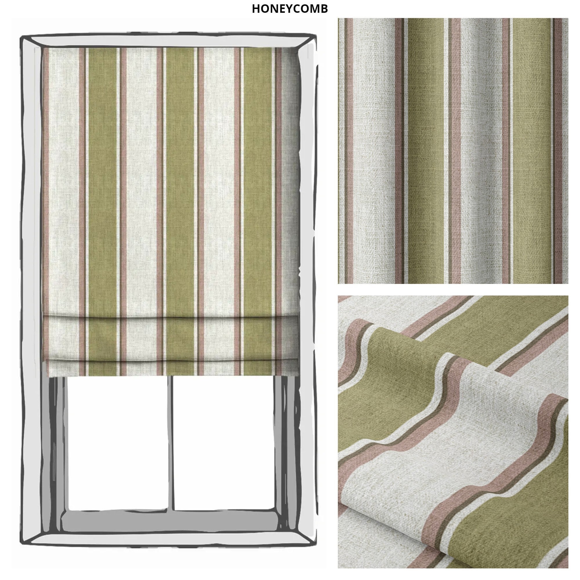 5 Colors. Striped Roman Shades. Custom Window Roman Blinds for Living ...