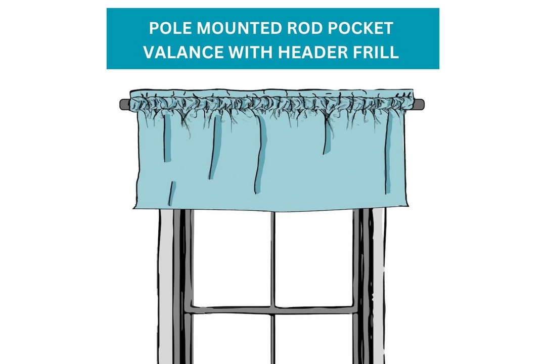 Custom Window Valance. Pole Mounted Rod Pocket Valance With Header ...