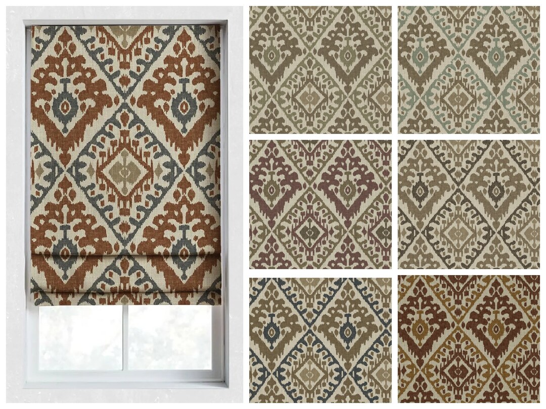 9 Colors. Ikat Roman Shades. Custom Window Blinds for Living Room ...