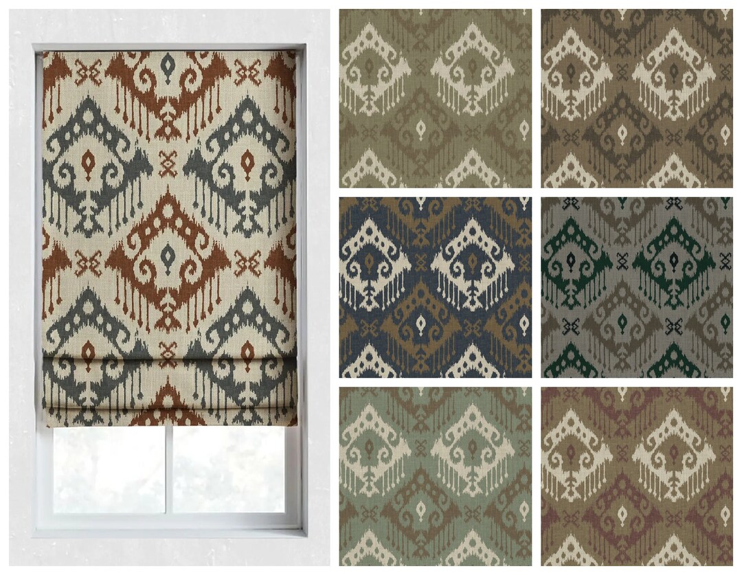 9 Colors. Ikat Roman Shades. Custom Window Blinds for Living, Office ...